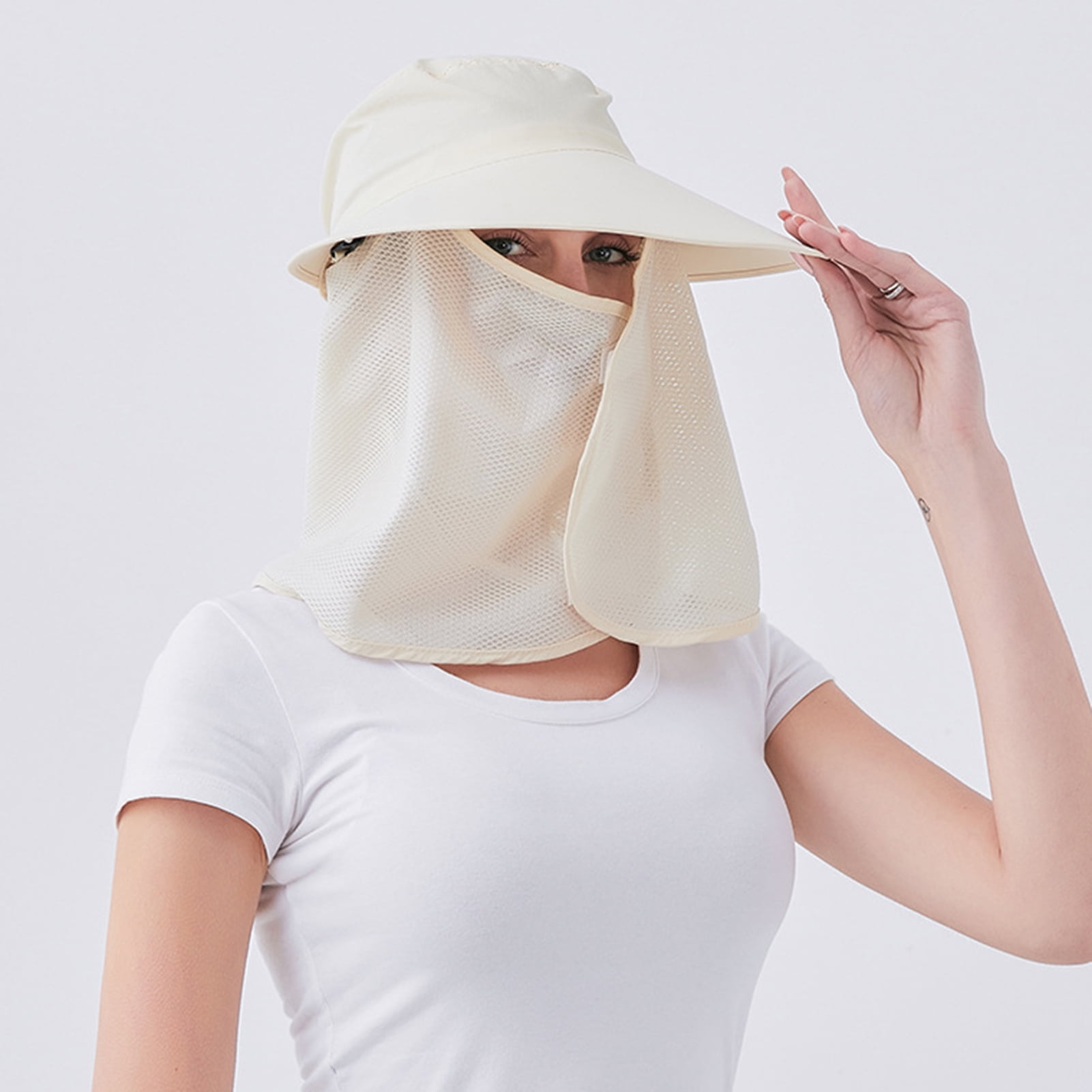 Women Outdoor Sun Hats Sun Protection Neck Shield Flap Cap Summer Wide ...