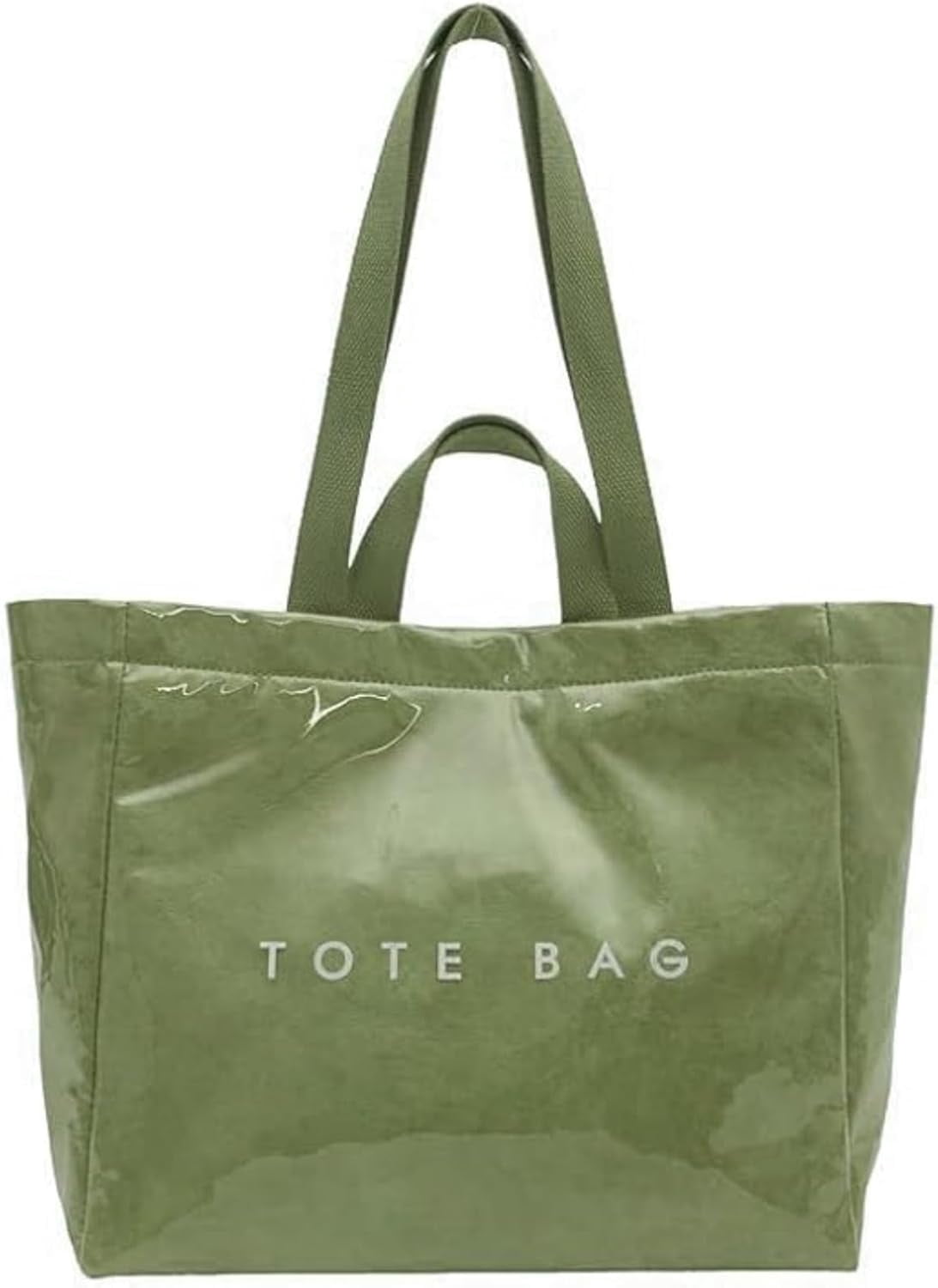 Women PVC Tote Bag Letter Print Kraft Paper Bag Clear Plastic Tote Bag ...