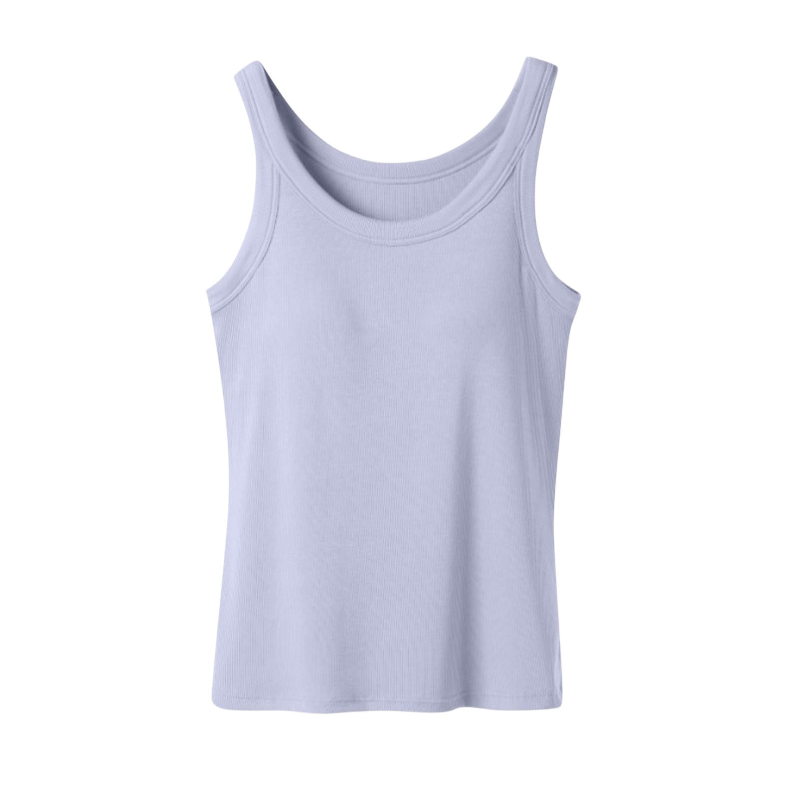 Women Padded Cotton Ribbed Built in Bra Tank Tops 2025 Scoop Neck ...