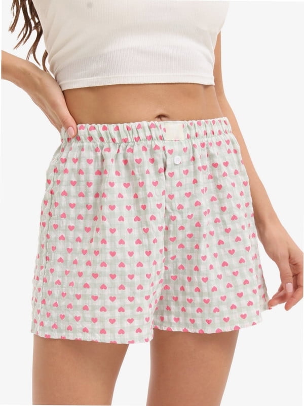 Women Pajamas Shorts Micro Button Boxers Elastic Waist Cute Pj Bottoms ...