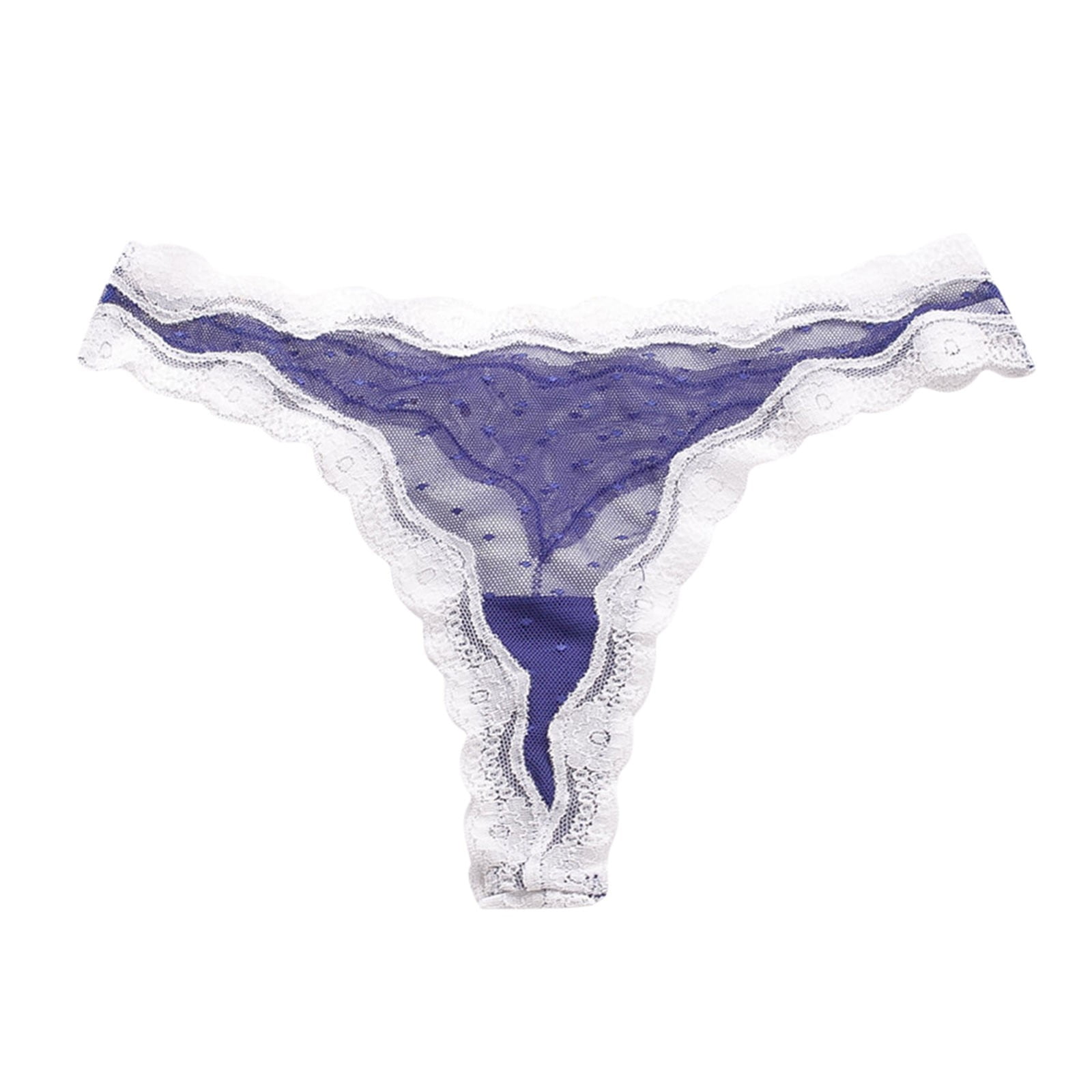 Bjutir Women Panties Womens Lace Thong Sheer Mesh Paneling Contrast