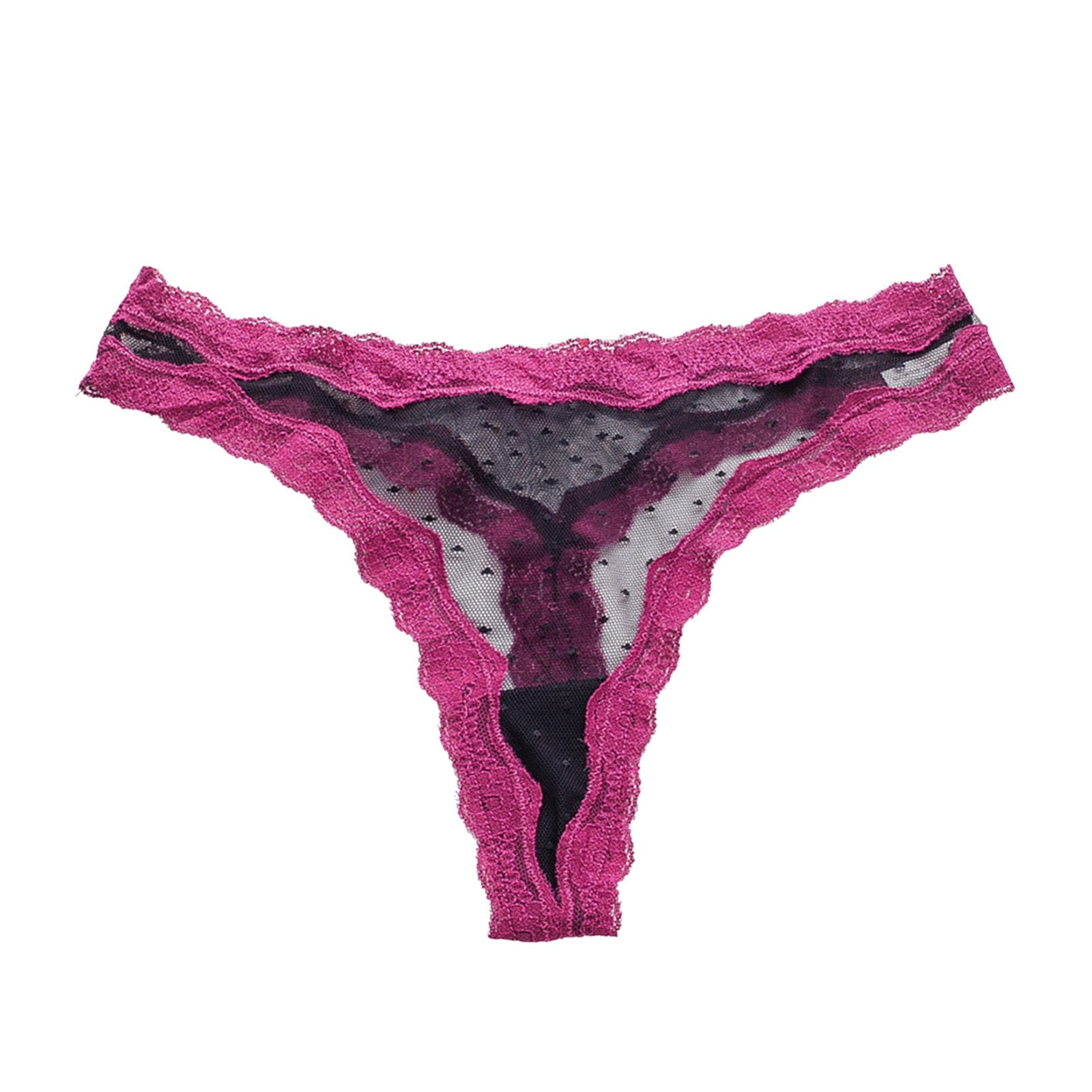 Bjutir Women Panties Womens Lace Thong Sheer Mesh Paneling Contrast