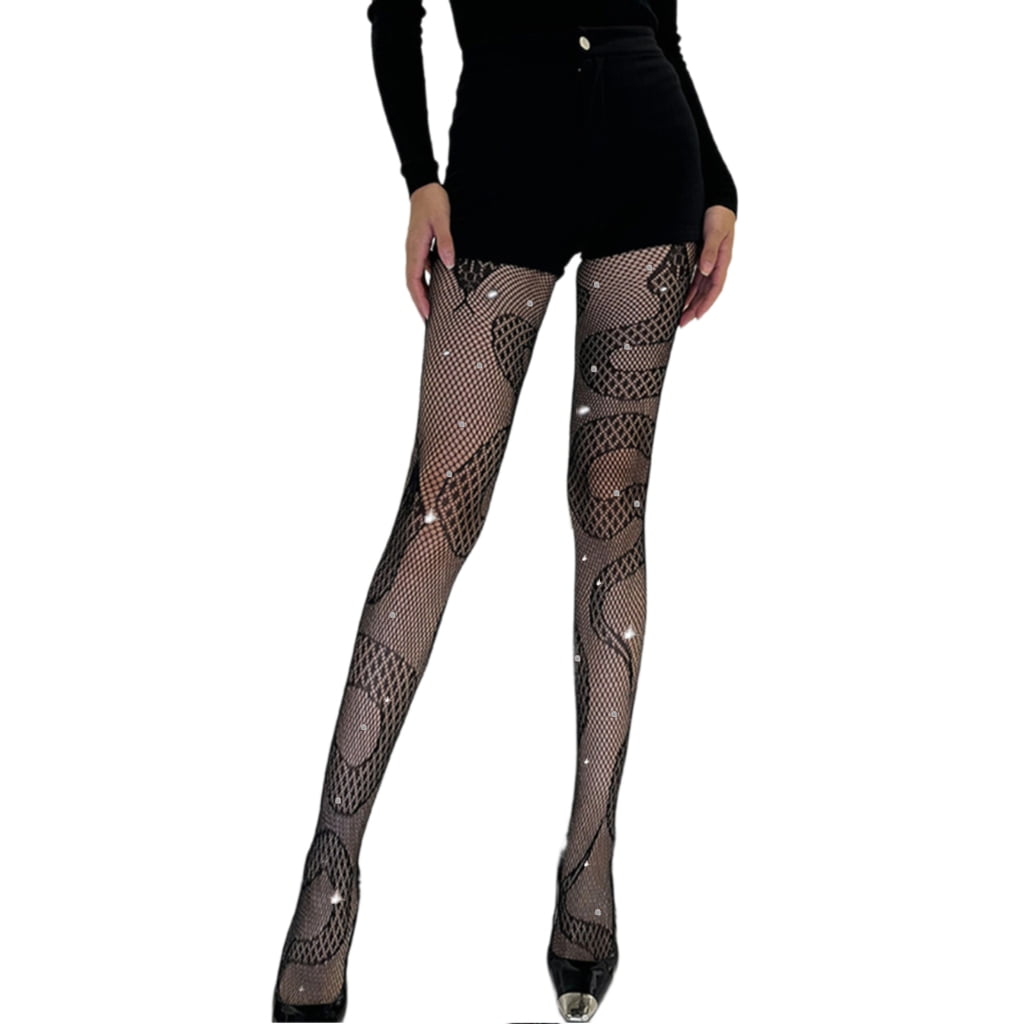 Women Parties Pantyhose Stockings Punk Vintage Snake Patterned Hollowed ...
