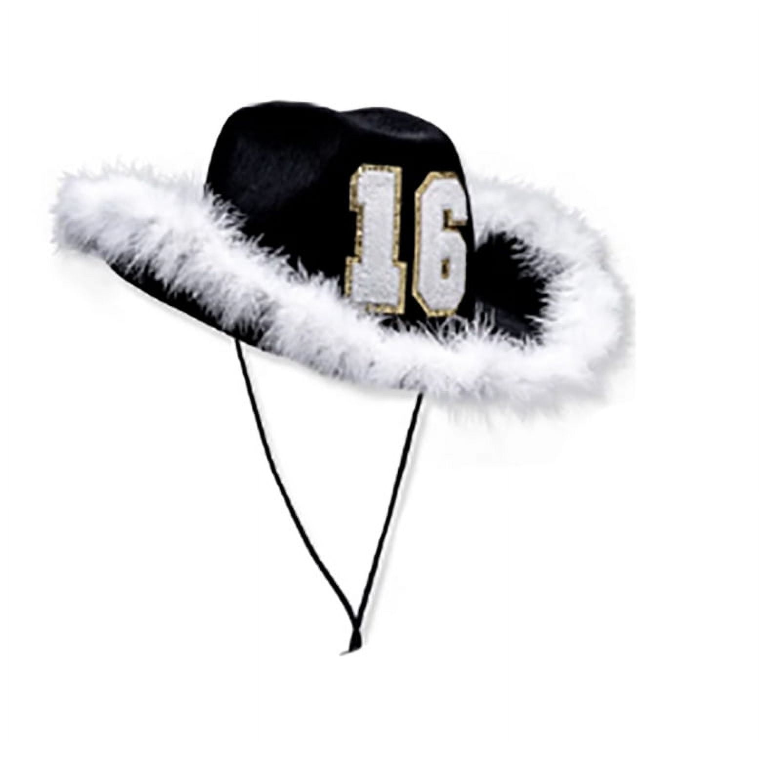 Women Party Cowboy Hat Letter Plush Trim Wide Brim Hat for Carnival ...