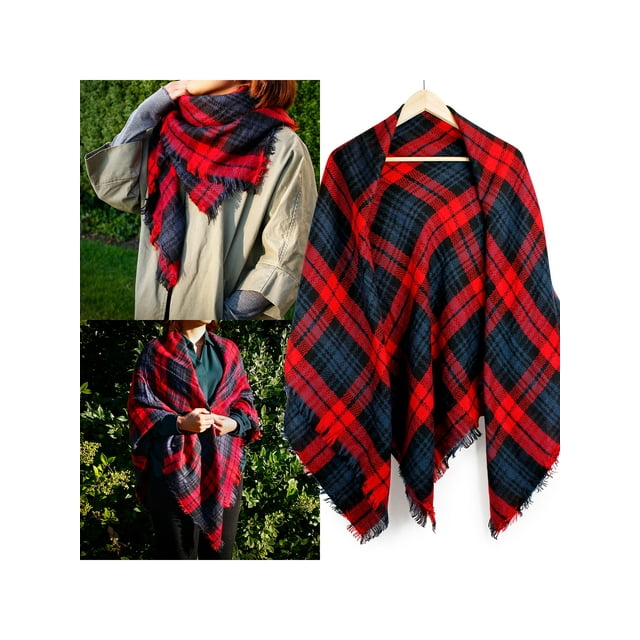 Women Plaid Lightweight Scarf Tartan Wrap Lattice Large Warm Cozy ...