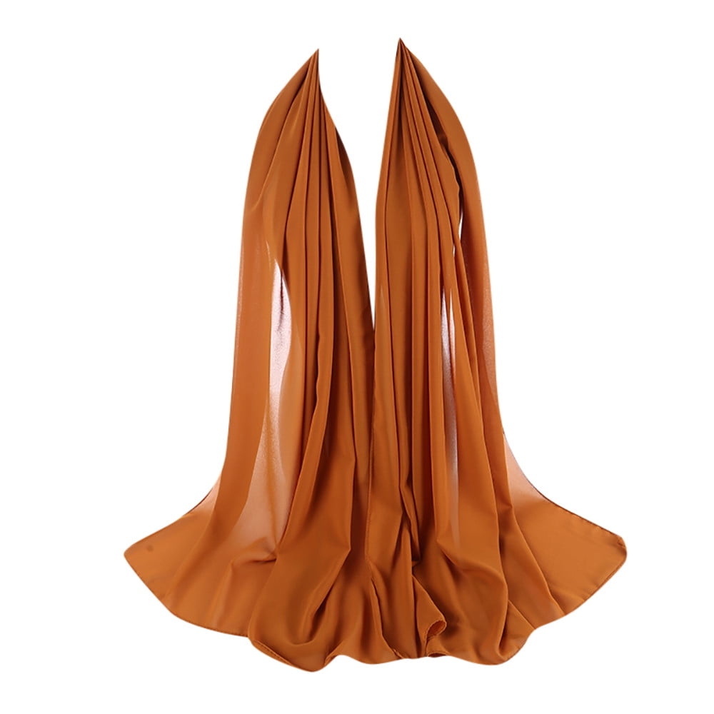 Women Plain Bubble Chiffon Scarf Hijab Wrap Printe Shawls Headband