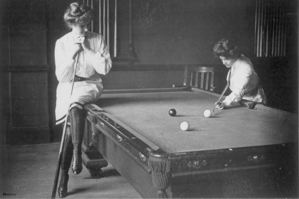 Women Playing Pool Circa 1903 Billiards Pool Table Room Decor Billiards ...