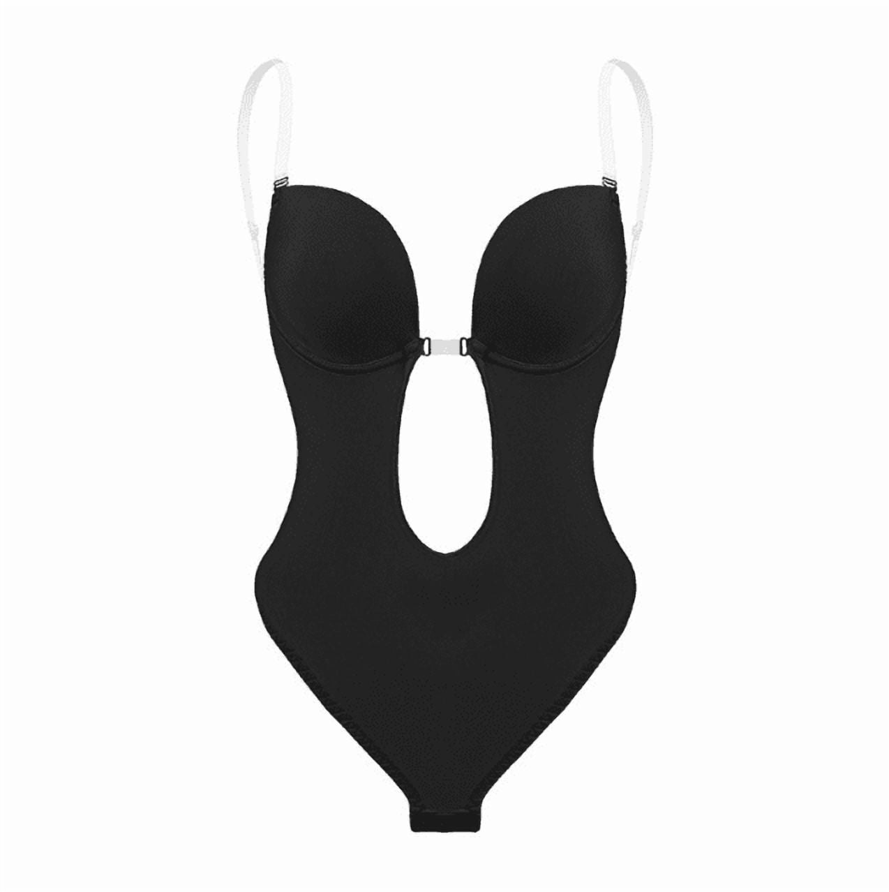 Women Plunge Backless Body shaper Bra Bodysuit Low back Thong Shapewear ...