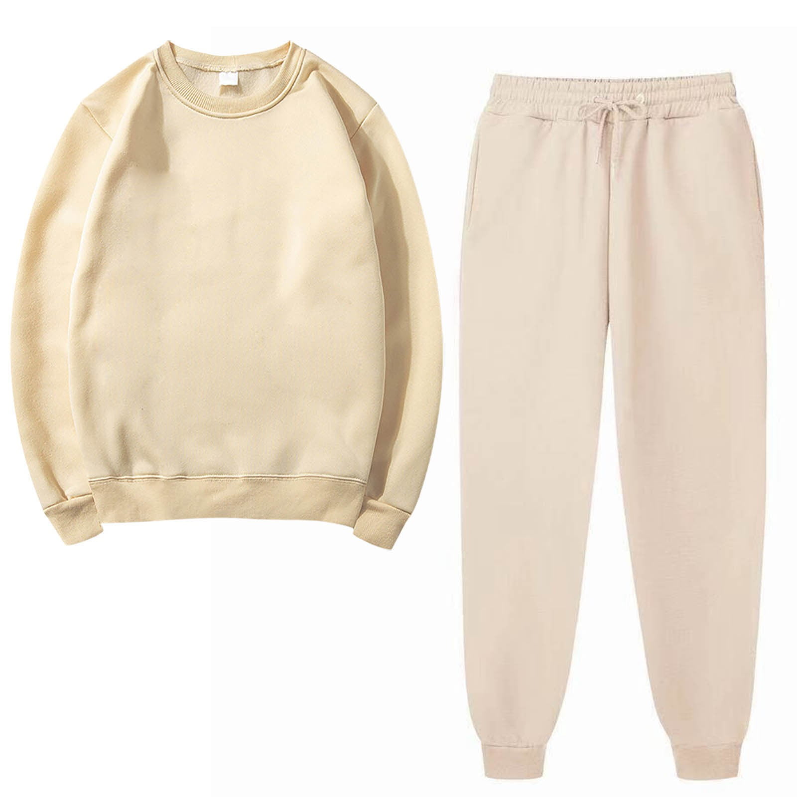 Women Plus Size 2 Piece Tracksuit Women's Solid Round Neck Pullover ...