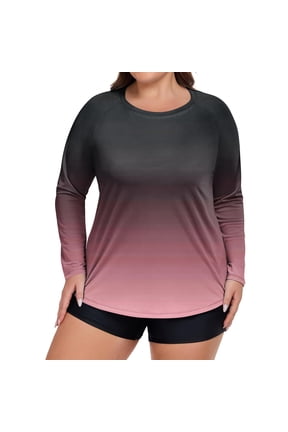 Plus Size Women's Rash Guards in Bright Colors for Pool & Beach