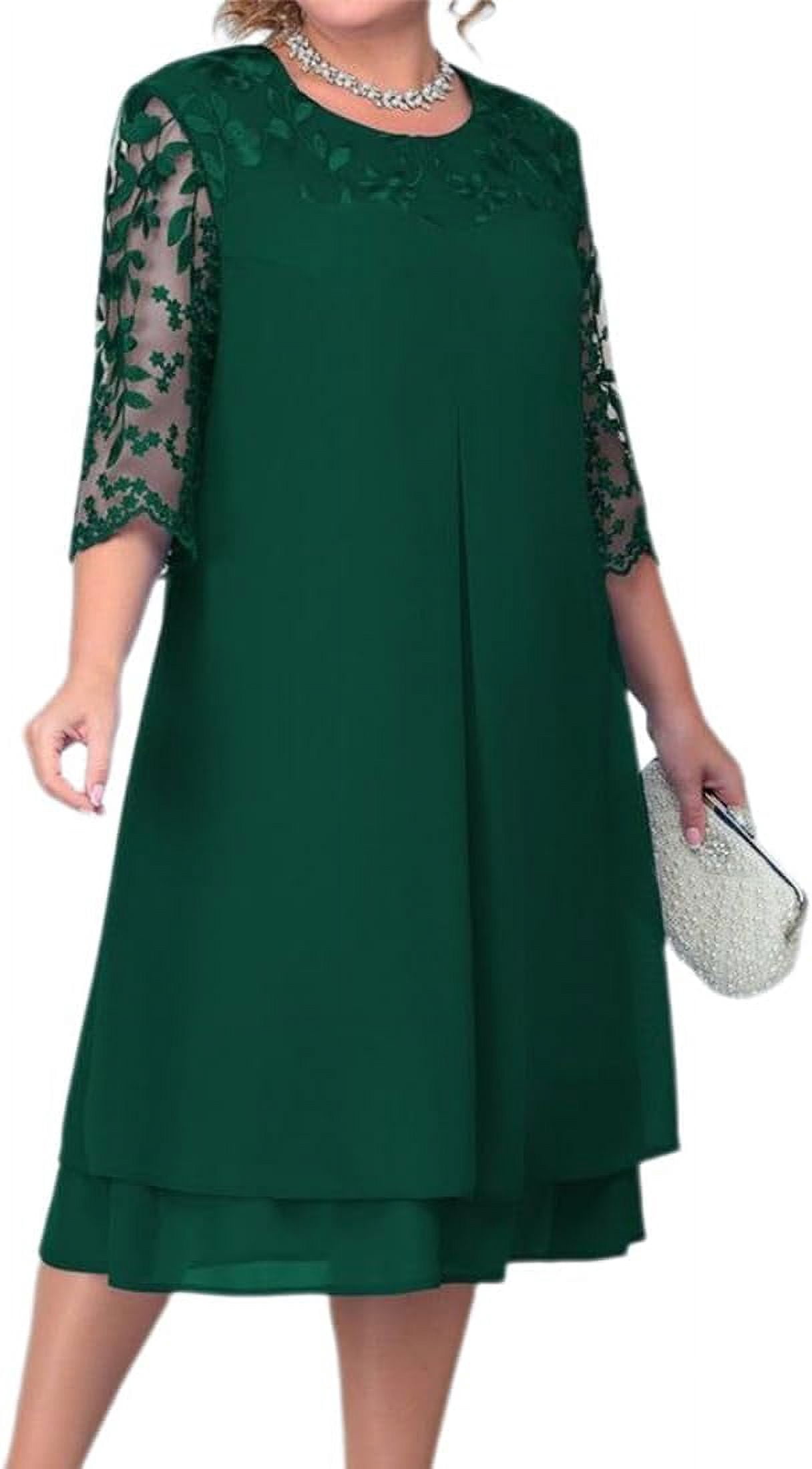 Women Plus Size Half Sleeve Dresses Floral Mesh Sleeve Wedding Guest ...