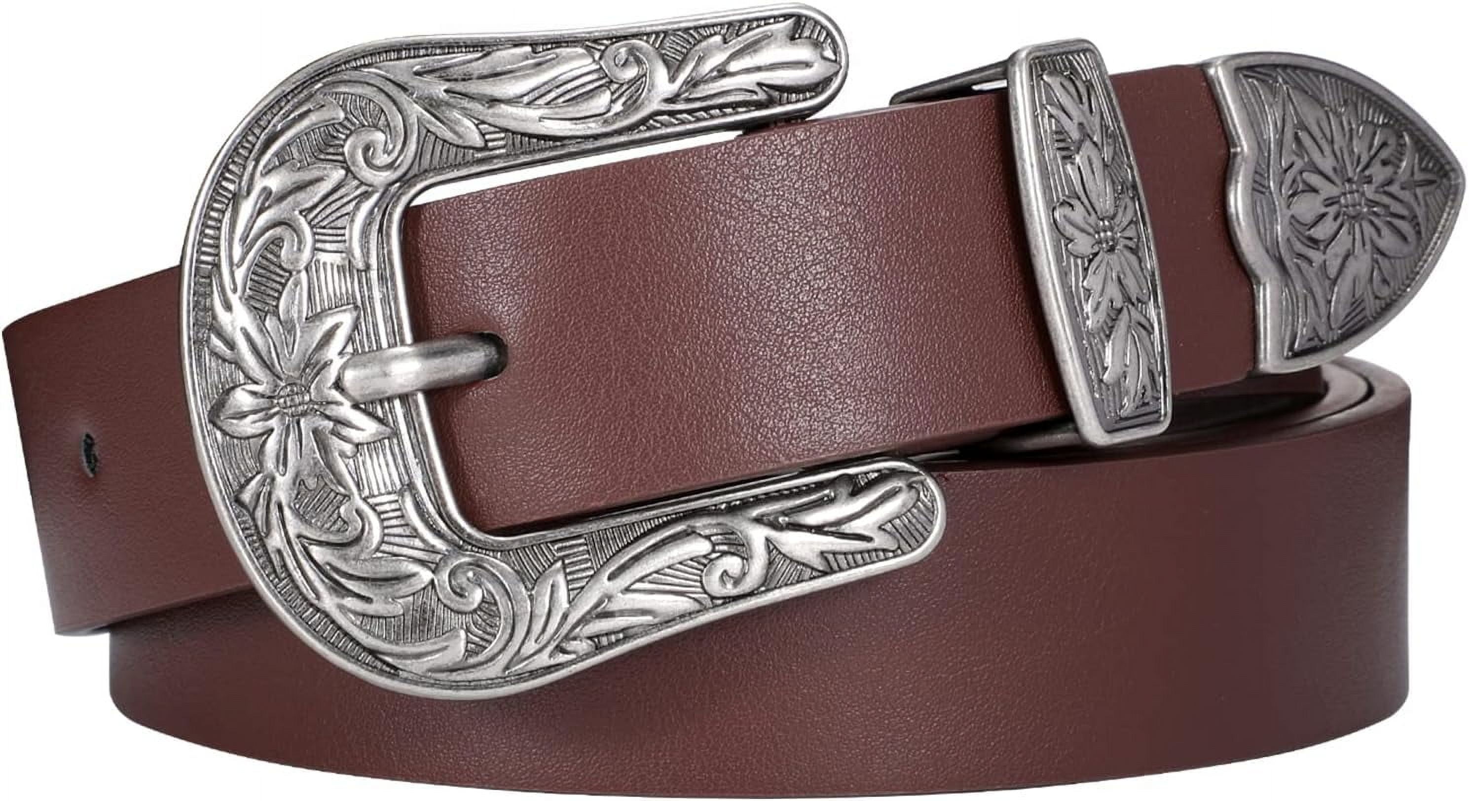 Women Plus Size Leather Belt Ladies Western Vintage Style Belt for ...