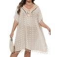 Women Plus Size Swimsuit Cover up Beach Bikini Crochet Dress Hollow Out ...