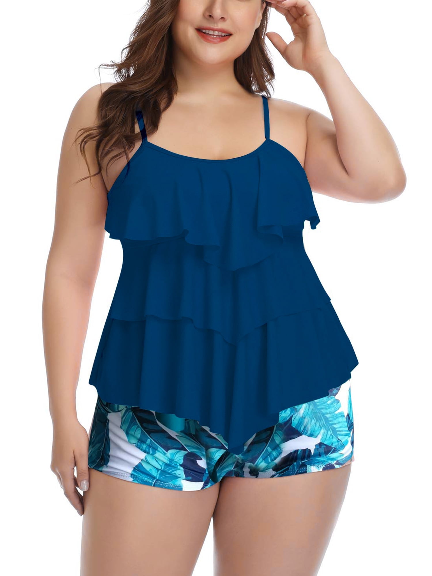 Women Plus Size Tankini Swimsuits 2 piece Tummy Control Bathing Suit ...