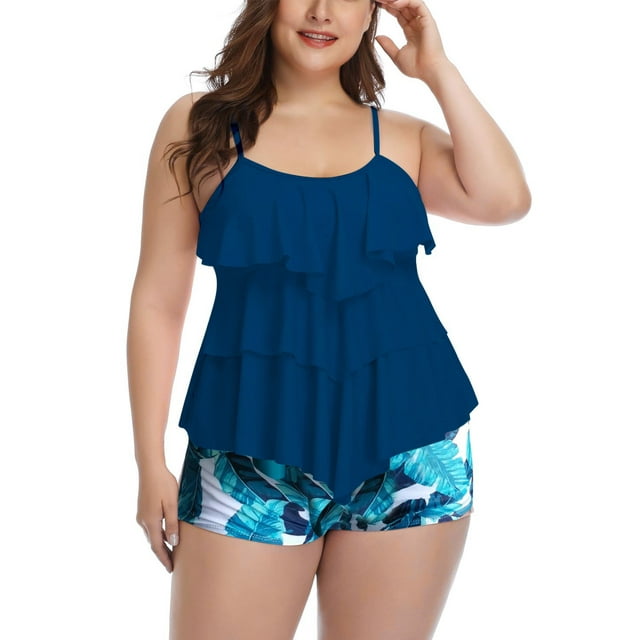 Women Plus Size Tankini Swimsuits 2 piece Tummy Control Bathing Suit ...