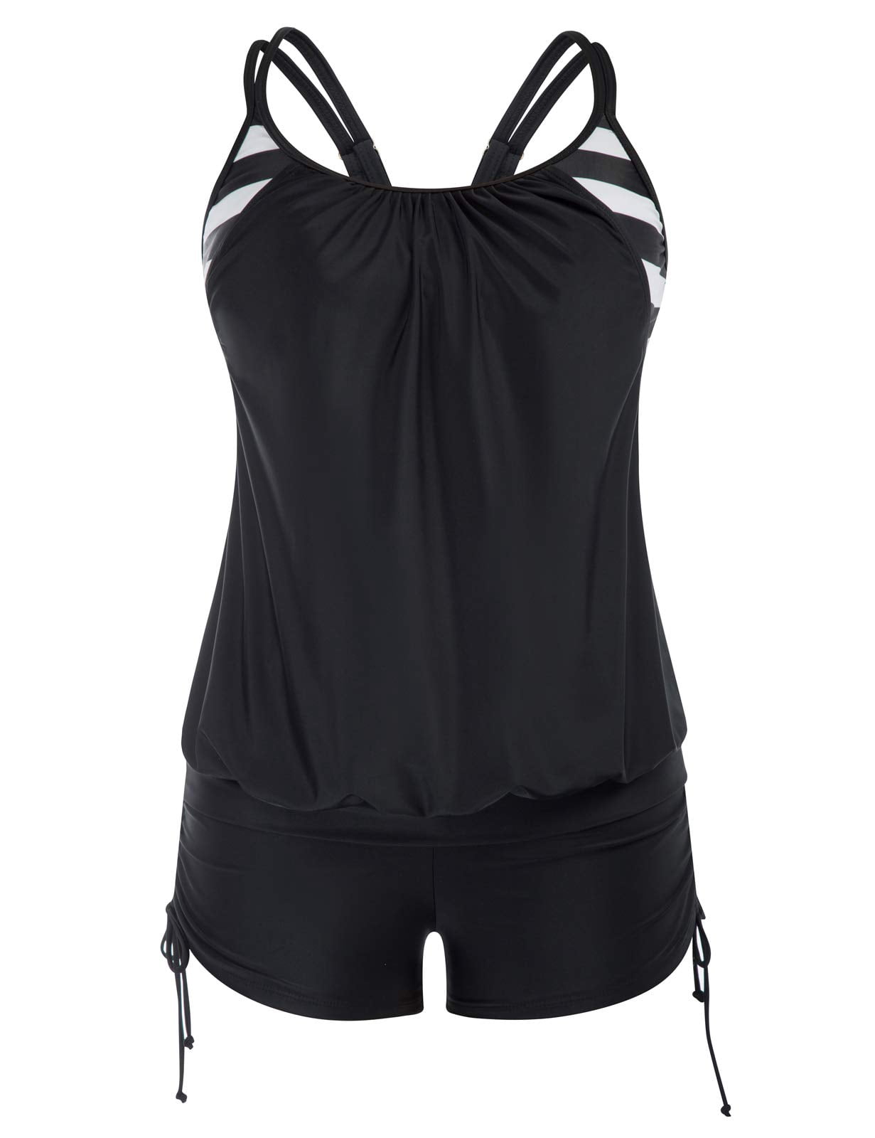 Women Plus Size Two Piece Tankini Swimsuit Tummy Control Bathing Suits ...