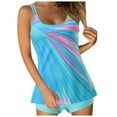 Women Plus Size Vintage Print Strappy Back Tankini Set Two Piece