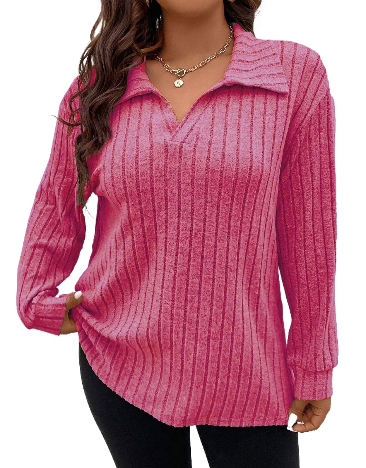 Women Plus Top 5XL Sweater Top Loose Pullover Lady Top Long Sleeve ...