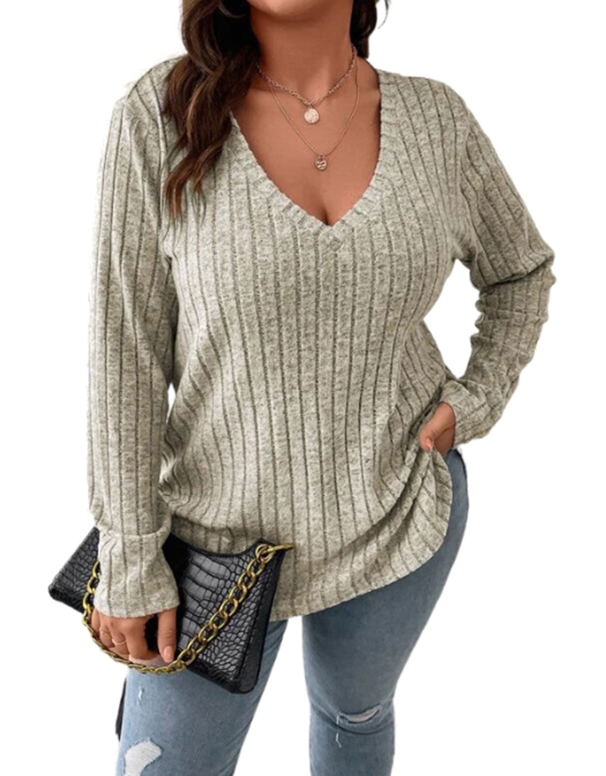 Women Plus Top 5XL Sweater Top Tunic Top Pullover Lady Top Long Sleeve ...