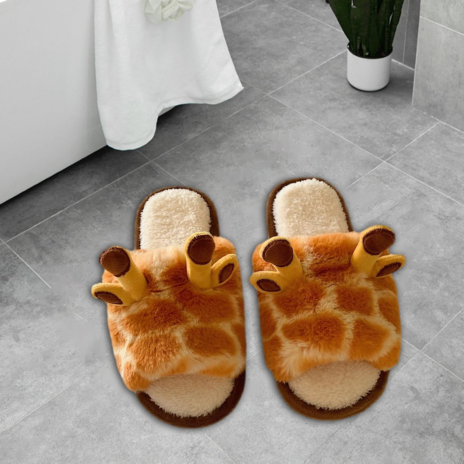 Women Plush Slippers Winter Slippers Comfortable Cartoon Giraffe ...