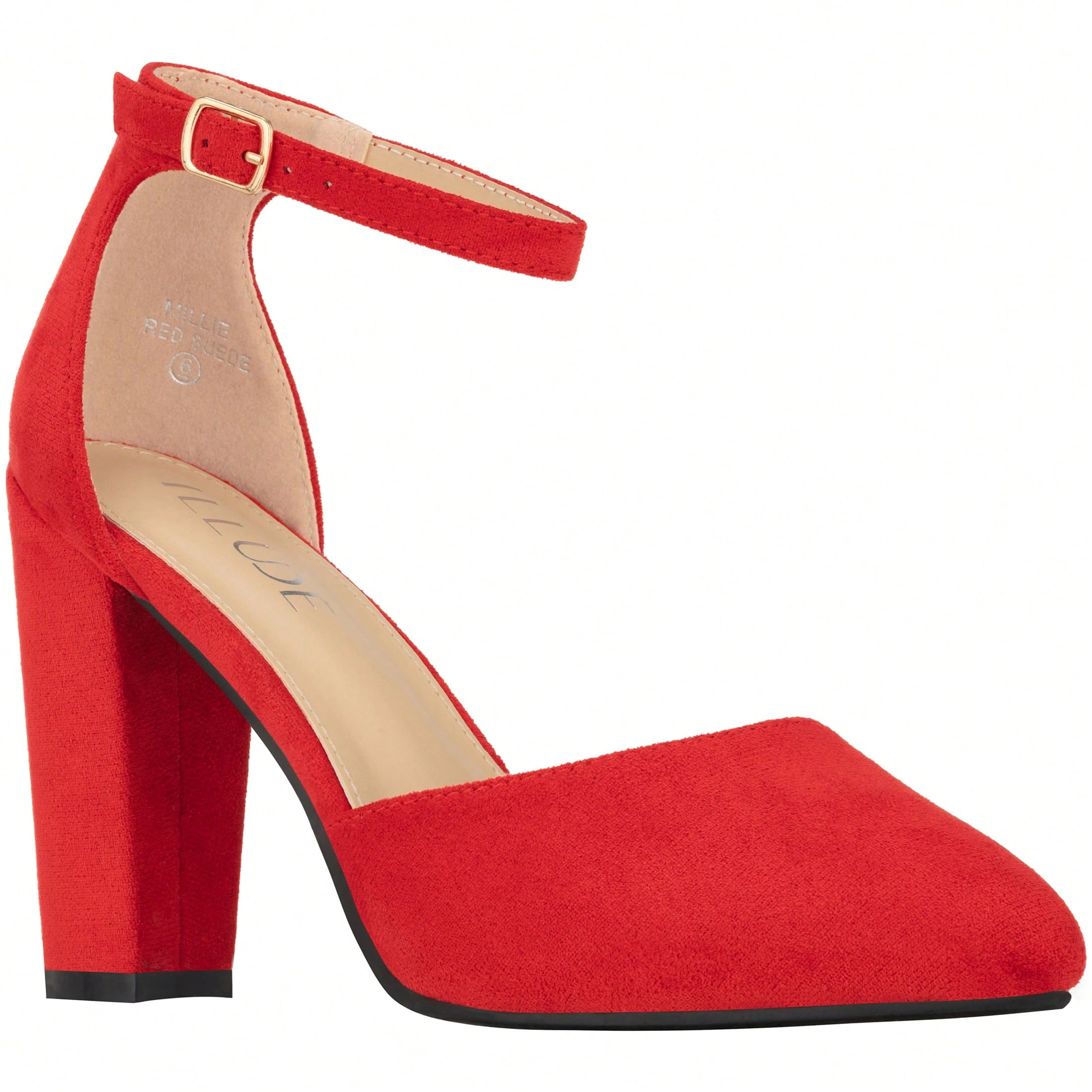 Women Point Toe Chunky Heeled Pumps Ankle Strap Pumps High Heel Ankle ...