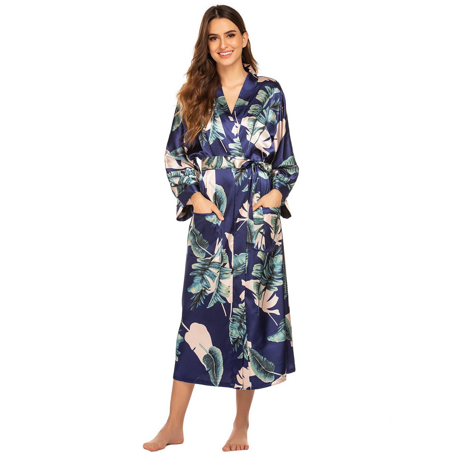 Women Polyester Robe, Lightweight Bathrobe, Soft House Sleepwear Ladies ...