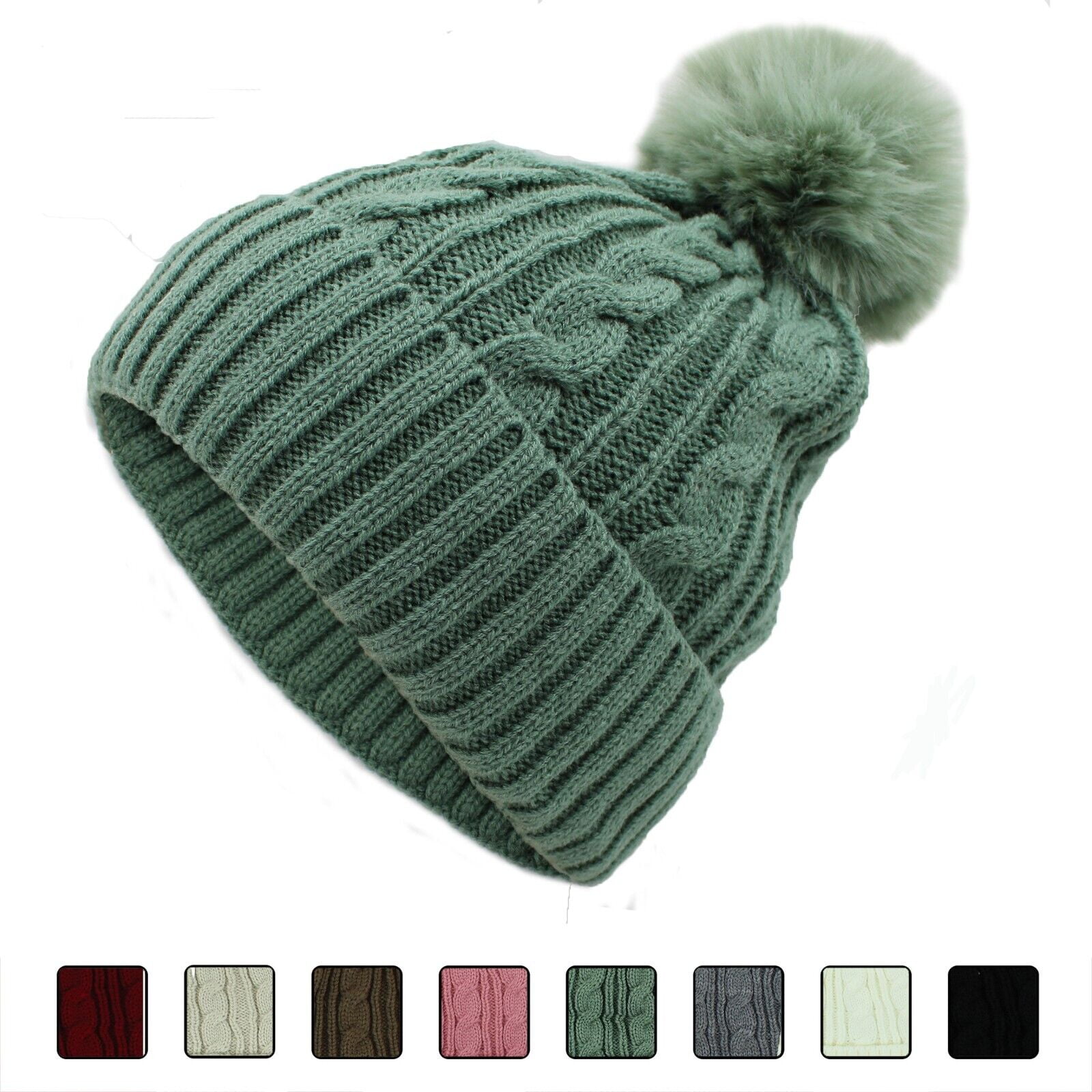 Women Pom Pom Beanies Hat, Winter Hats for Women Cold Weather Warm Knit ...
