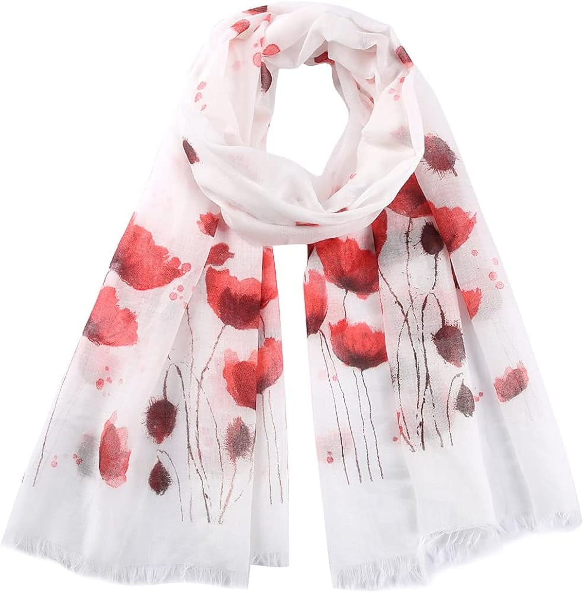 Wen Poppy Scarf Remembrance Day Red Poppies Printed Flower Floral ...