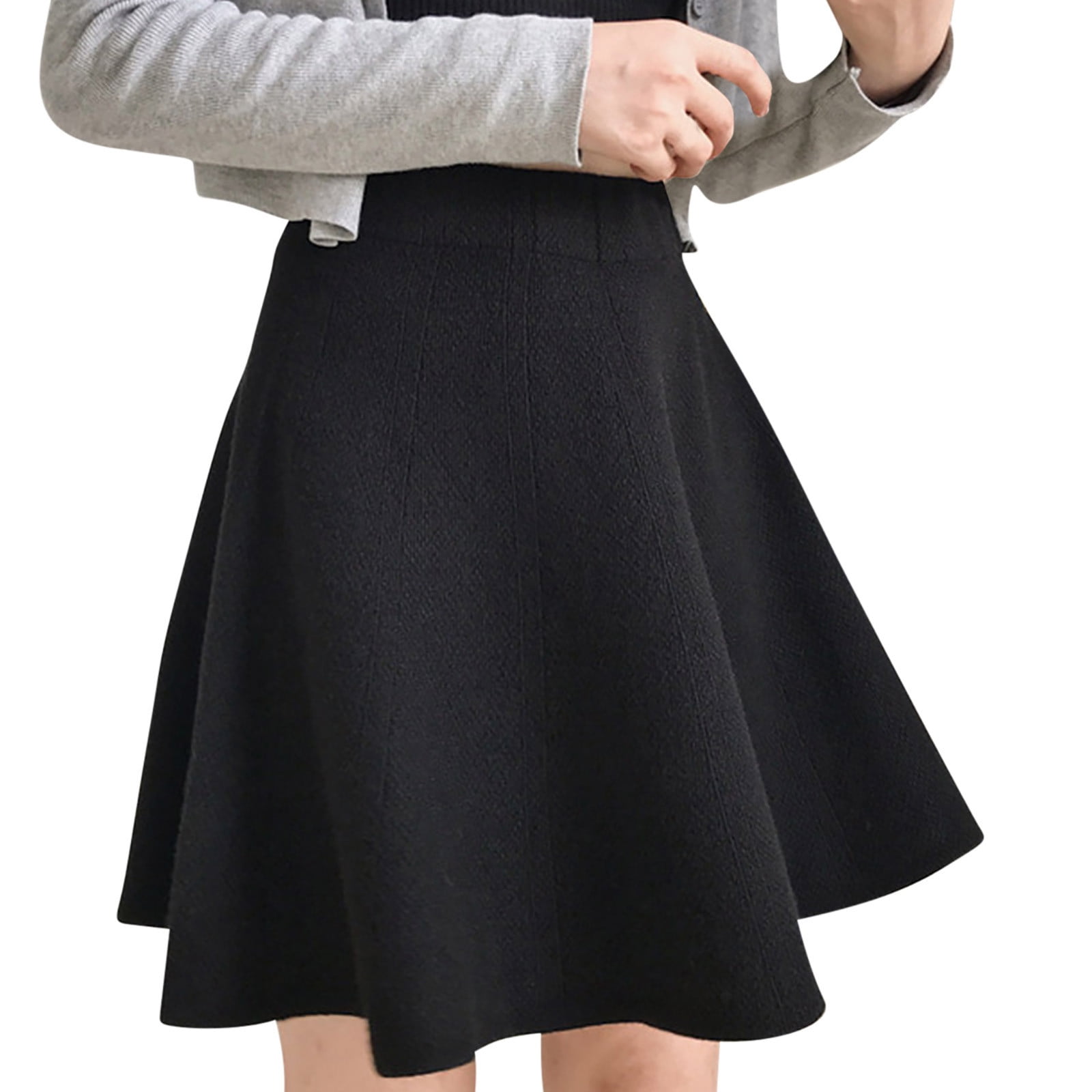 Women Preppy Fashion A-line Skirts Solid Color Basic Knitted Mini ...
