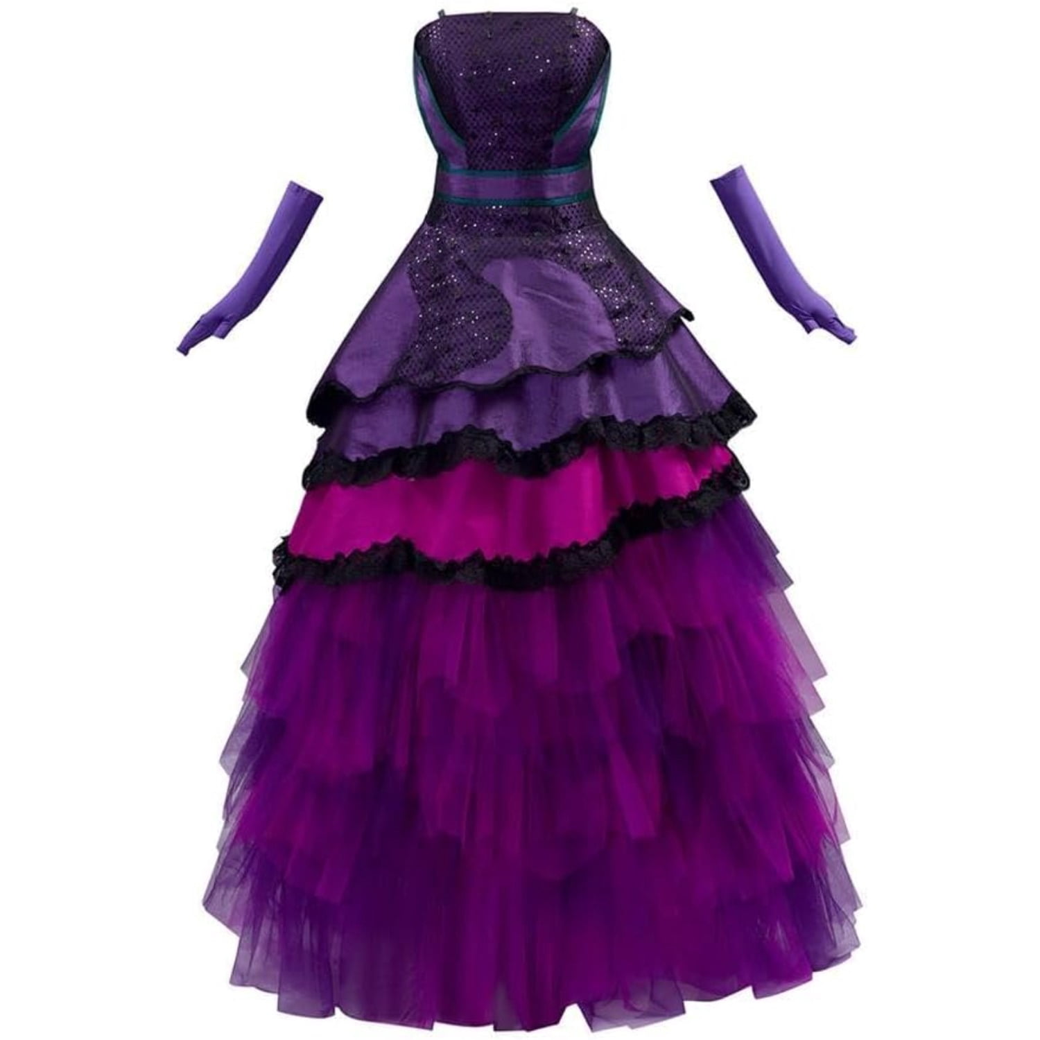Women Princess Mal Purple Dress Fancy Halloween Party Evening Ball Gown ...