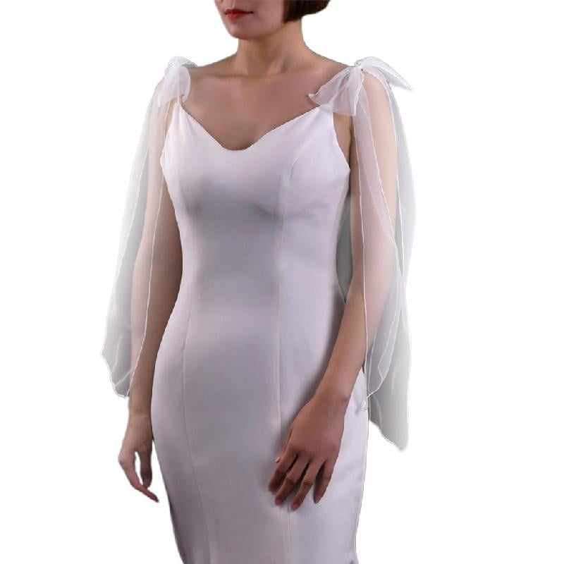 Women Prom Wedding Bridal Wrap Elegant Pearl Sheer Shawl Sheer Tulle ...