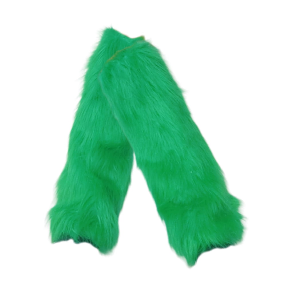 Women Punk Plush Solid Leg Warmer Aesthetic Green Fuzzy Boot Cuffs Leg ...