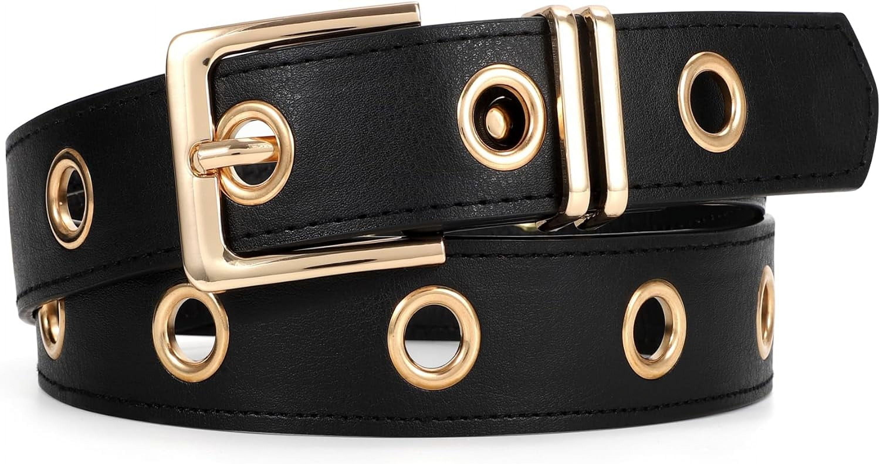 Women Punk Rock Belt for Jeans Dresses Grommet Waist Belt with Chain ...