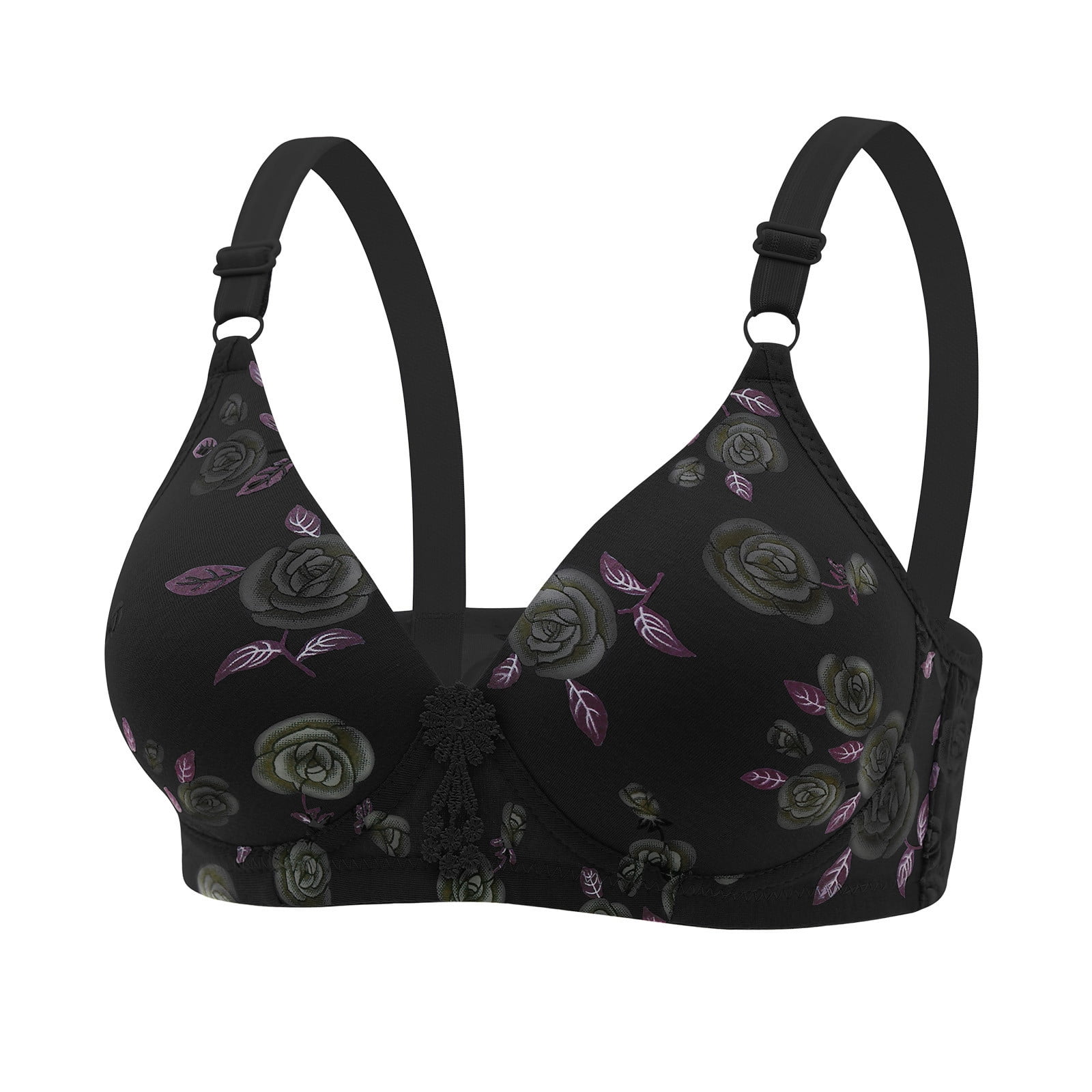 Women Push Up Bra Plus Size Floral No-Underwire Soft Everyday Bras ...