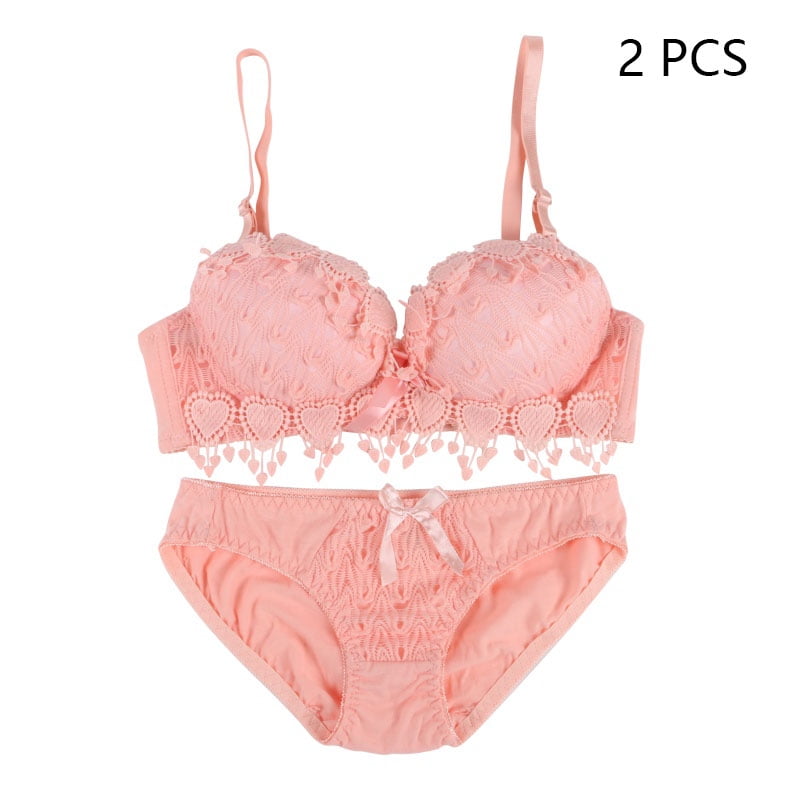 Women Push Up Bra Set Girl Floral Lace Underwear Set Underwire ...