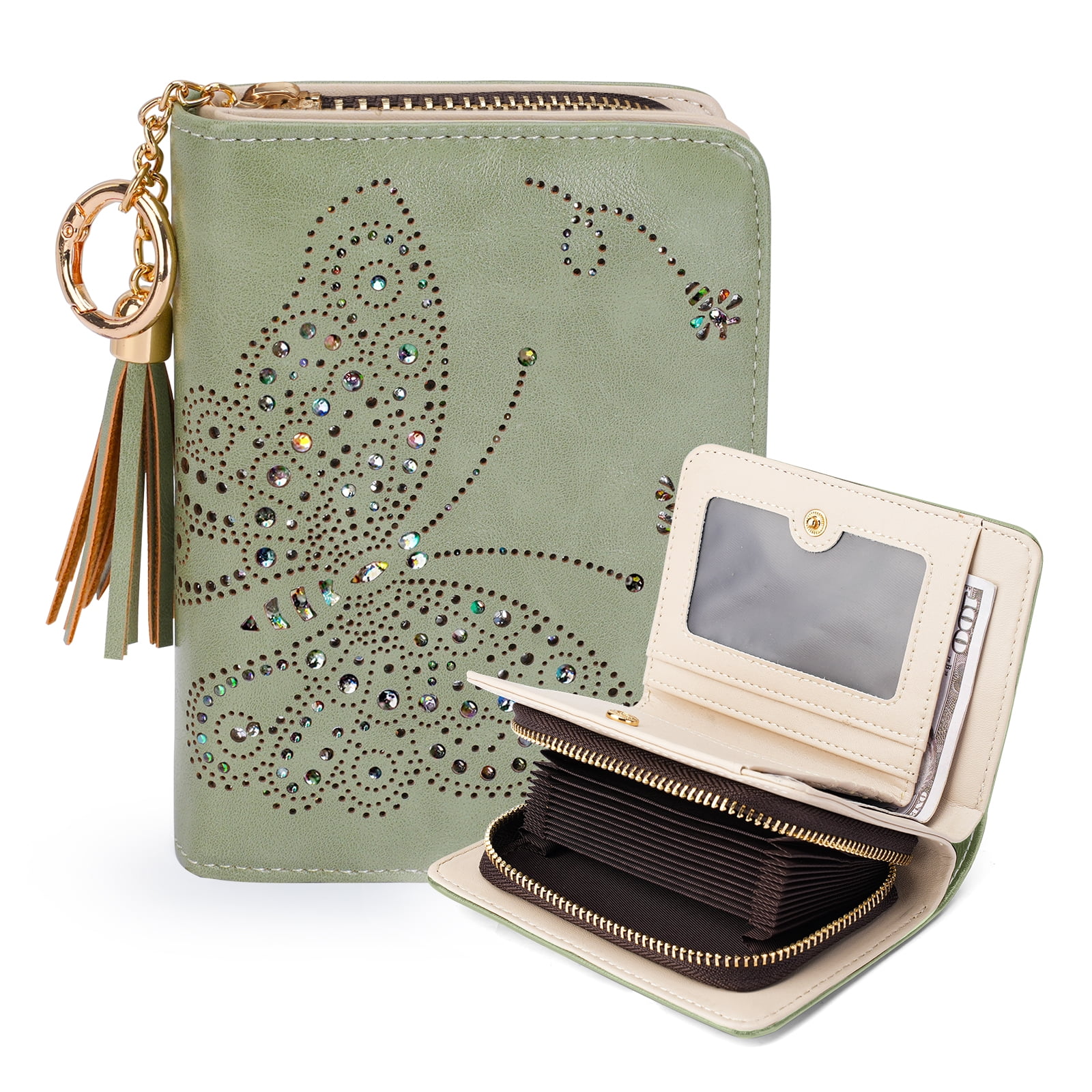 Women RFID Blocking Small Bifold Wallet, Compact Cash Clutch with ...