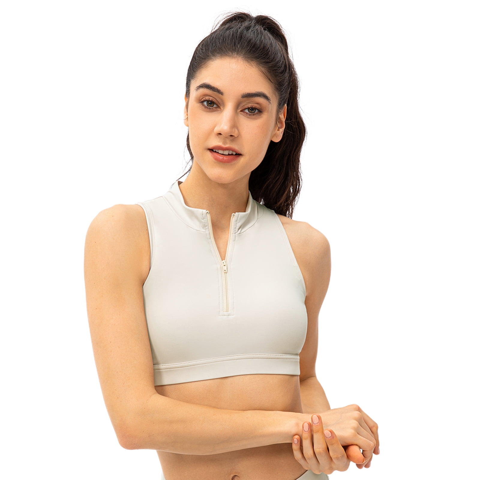 Women Racerback Sports Bras for High Impact Workout Fitness Front Zip ...