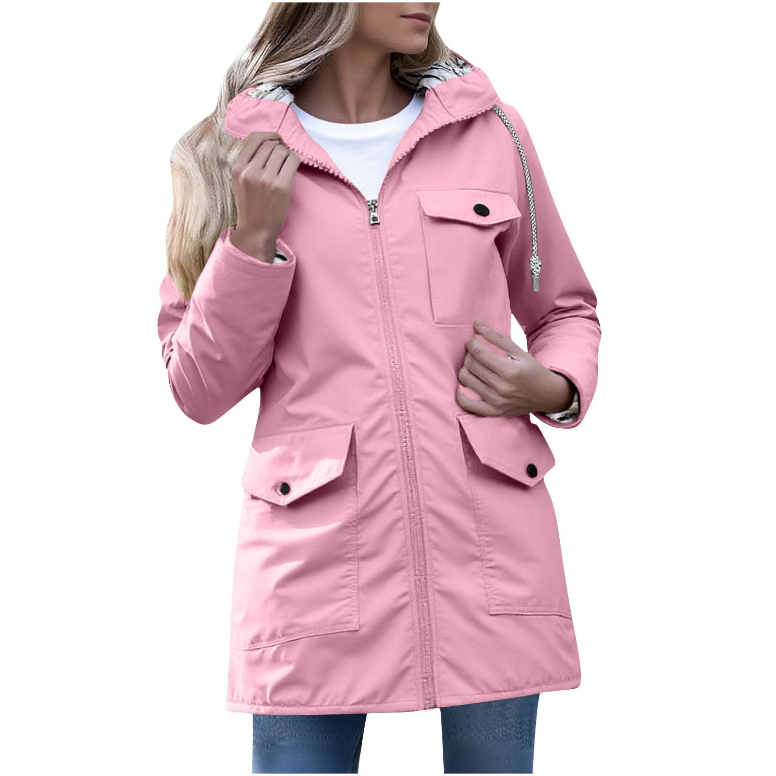 Women Rain Coats with Hood Lightweight Travel Hiking Outdoor Waterproof ...