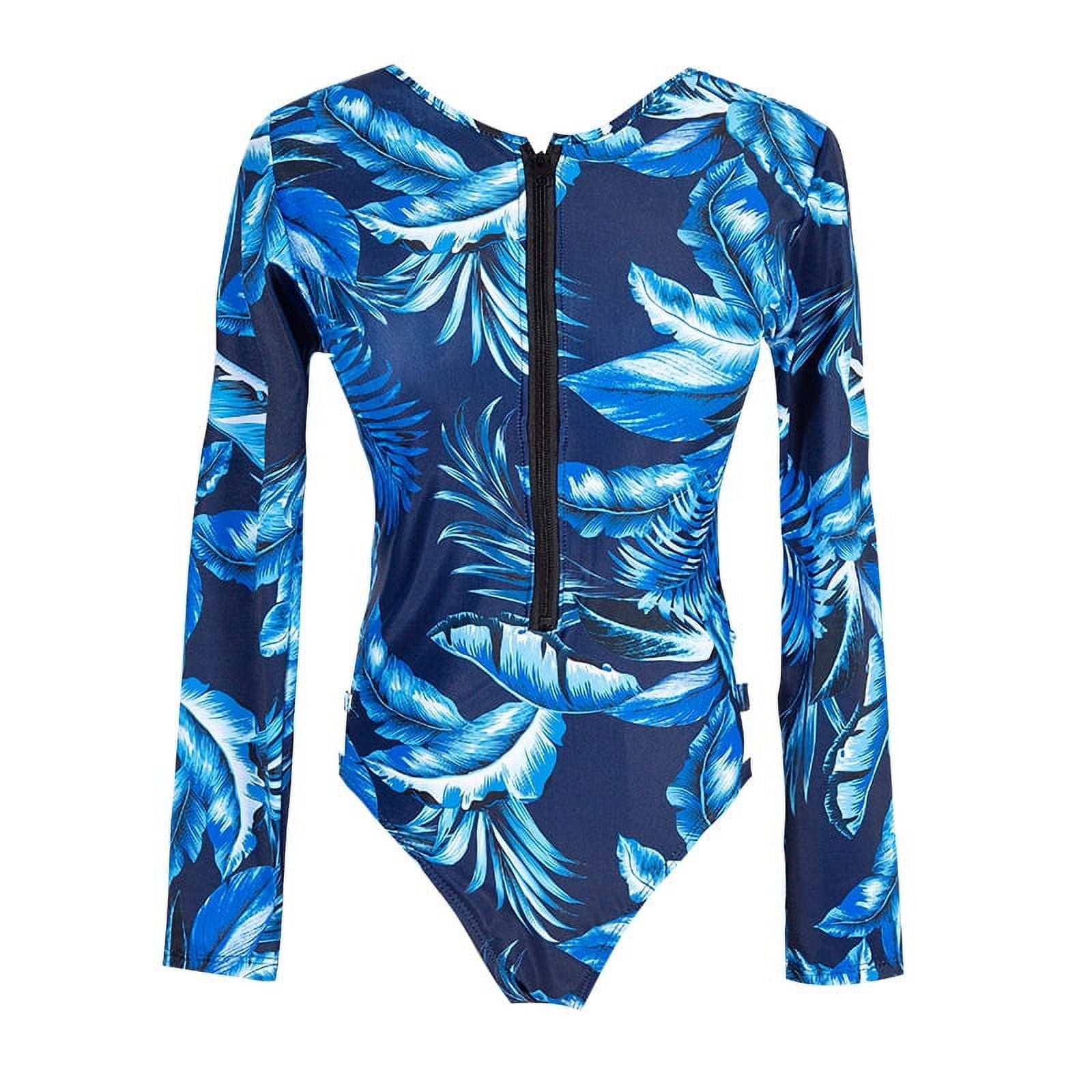 Women Rash Guard Long Sleeve One Piece Swimsuit Zipper Surfing Bathing ...