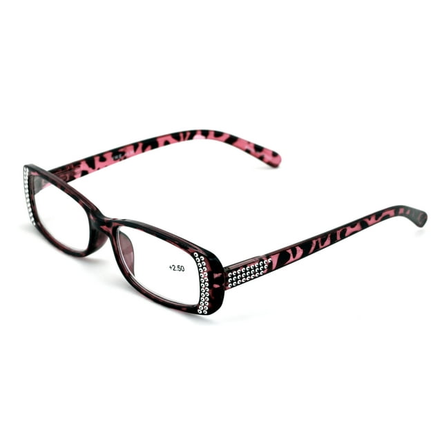 Women Rectangular Rhinestones Reading Glasses - Female Fashion Leopard ...