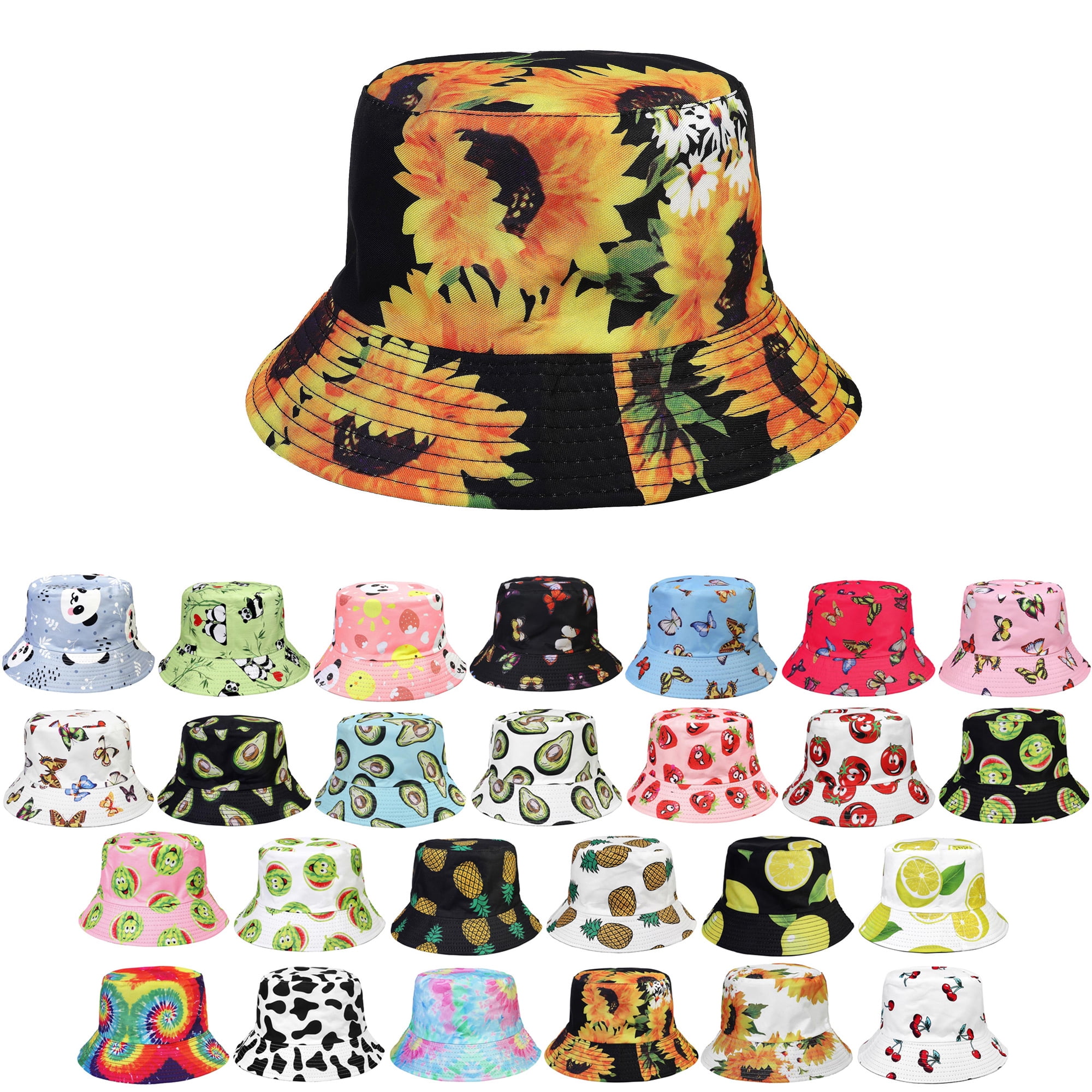 Women Reversible Bucket Hat Summer Travel Lightweight Foldable Beach ...