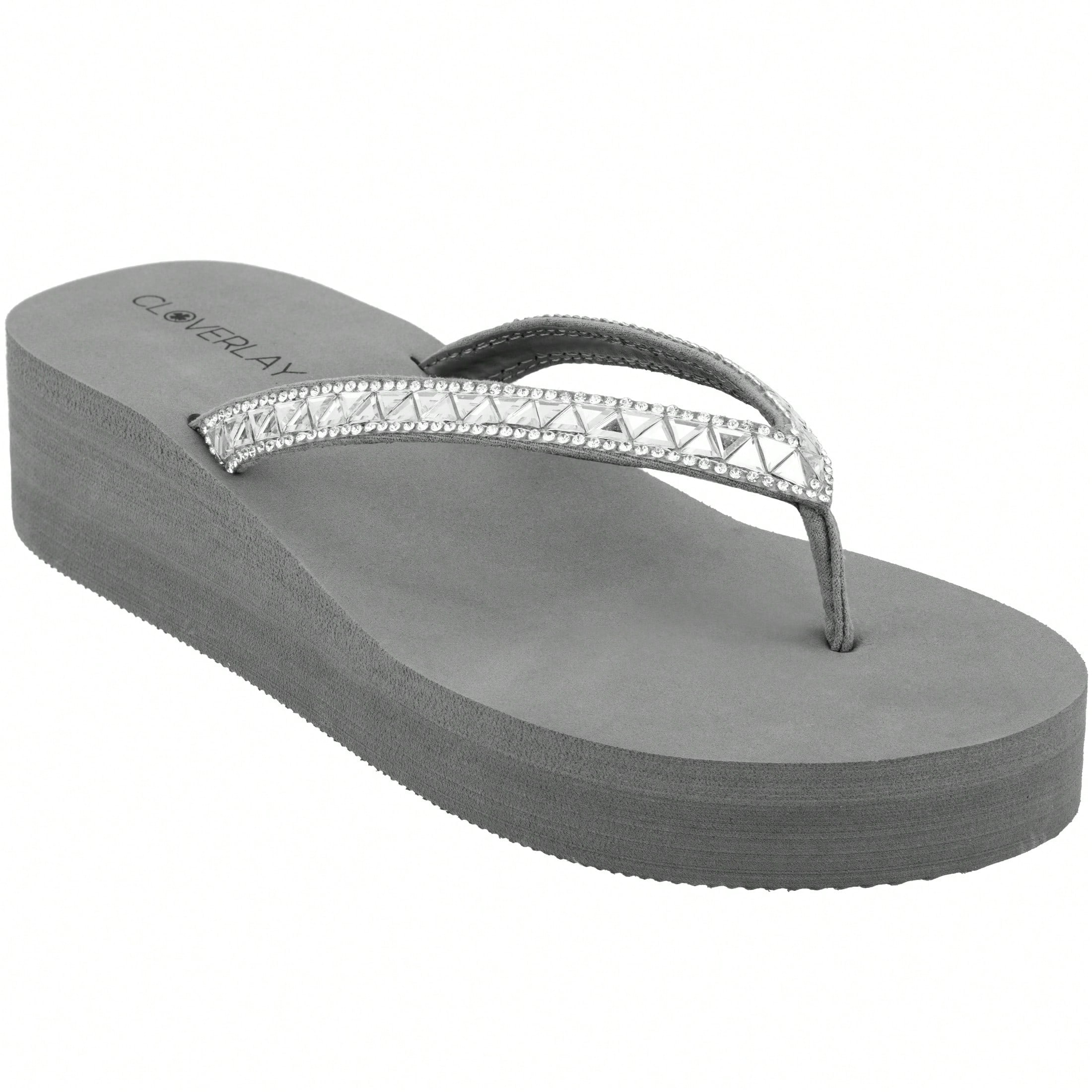 Women Rhinestone Decor Flip Flops Glamorous Summer Flip Flops Toe Post ...