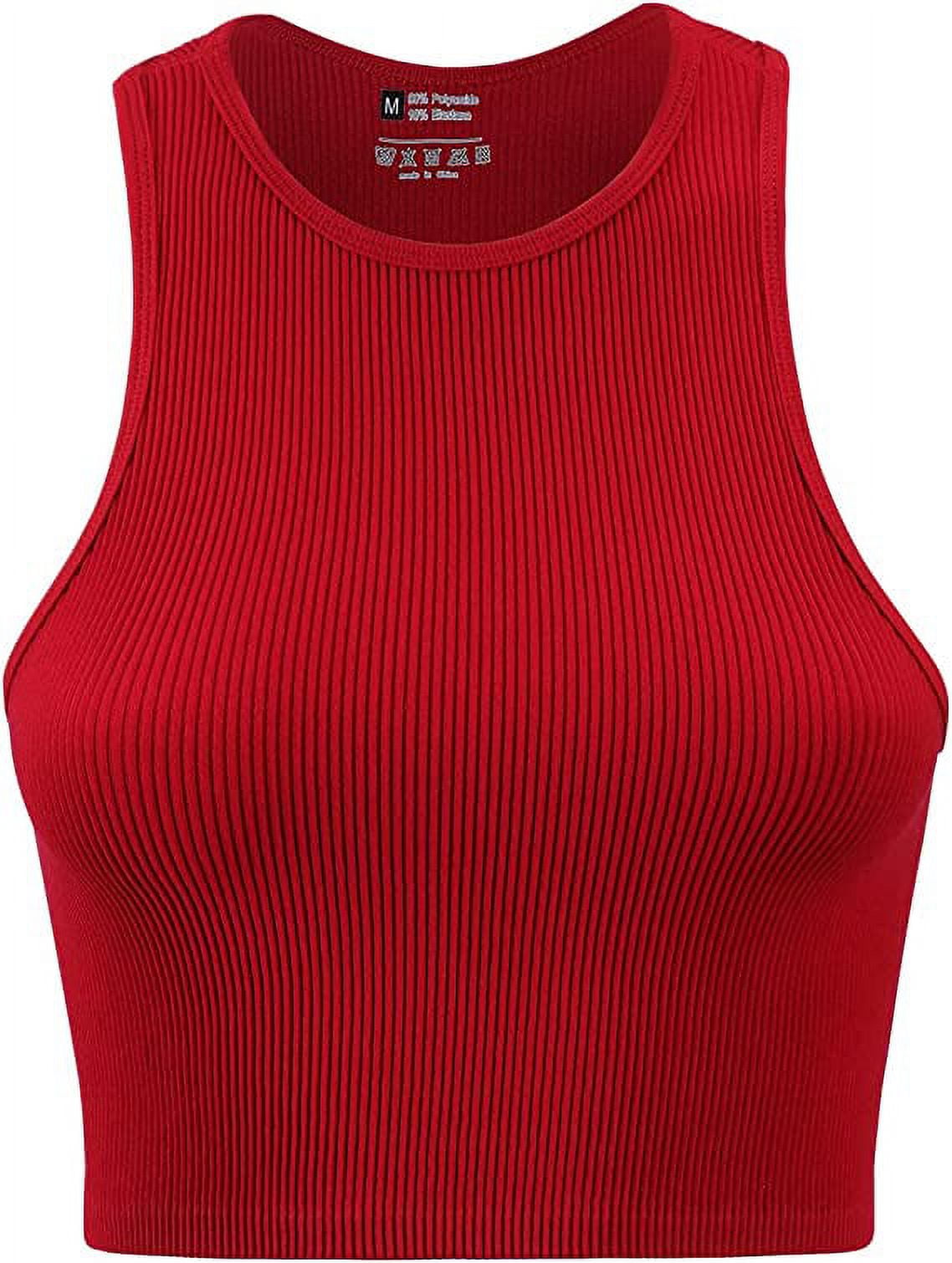 Women Ribbed Crop Workout Tank Tops Sexy Cute Casual Sleeveless Basic