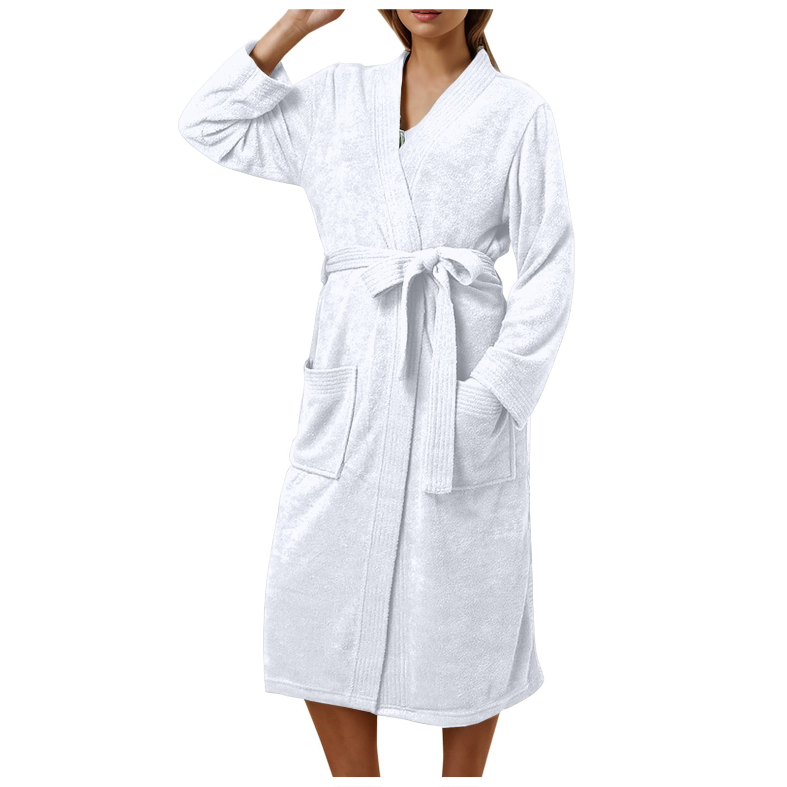 Women Robe Clearance Plush Cozy Bathrobes Fuzzy Soft Spa Robes Long ...