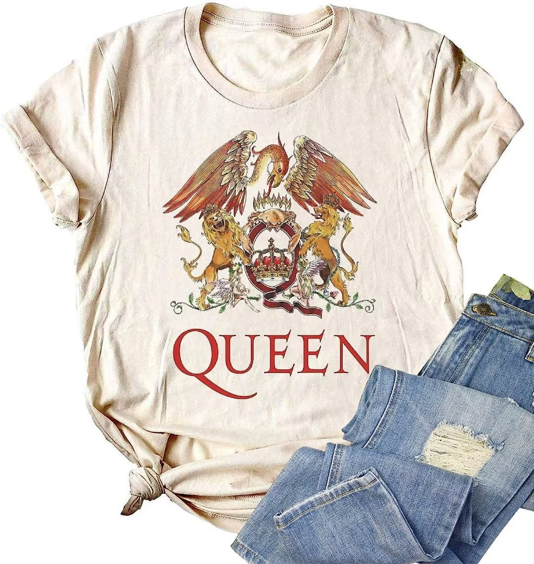 KRHBSDDO Women Rock Band Shirts, Vintage Cotton Tees, Short Sleeve ...