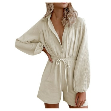 Bagilaanoe Women Solid Rompers Deep V Neck Sleeveless Short Jumpsuits ...