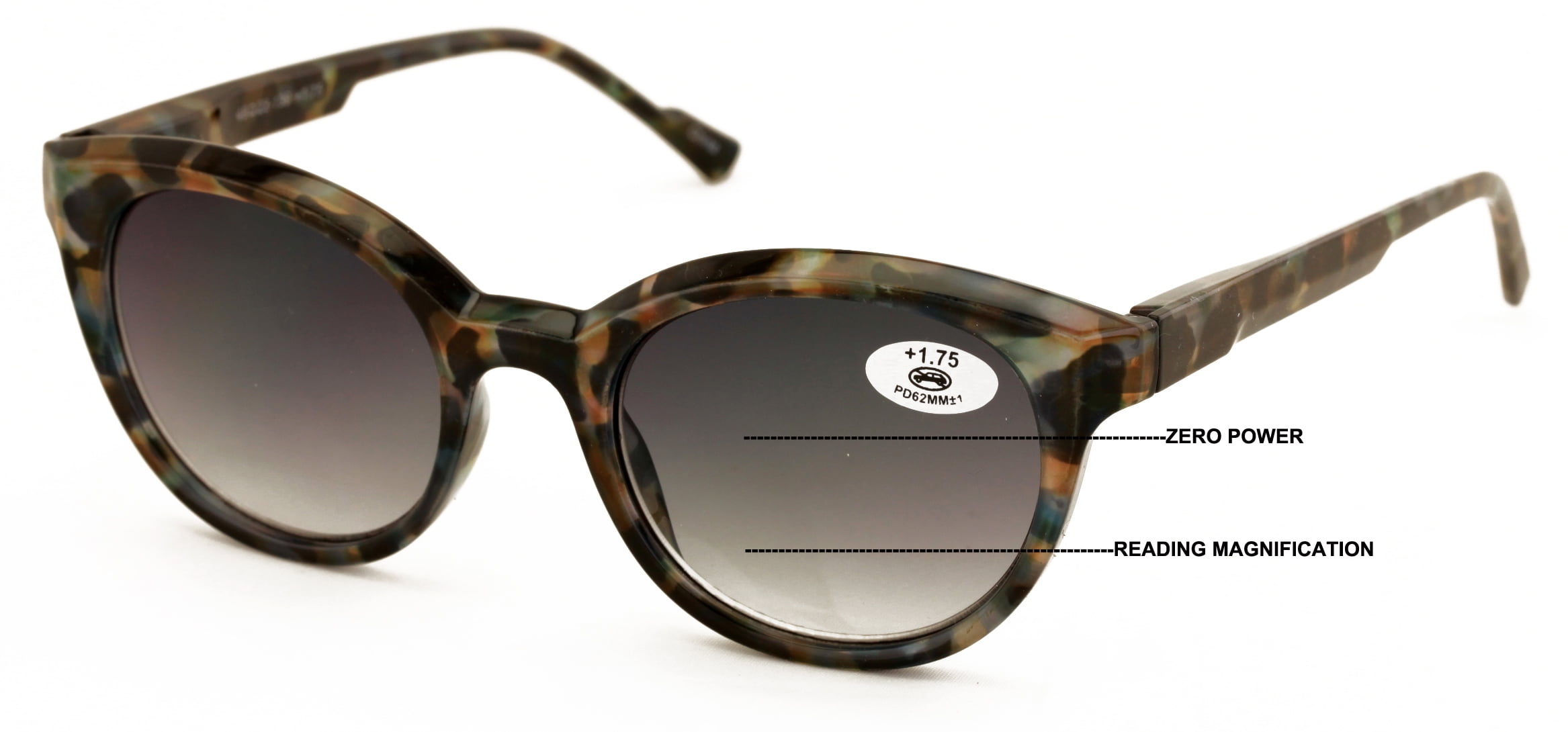 Women Round Progressive Bifocal Reading Sunglasses - No Line or Bubble ...