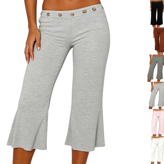 Women Ruffle Waist Gaucho Pants High Waist Wide Leg Culottes Flowy ...