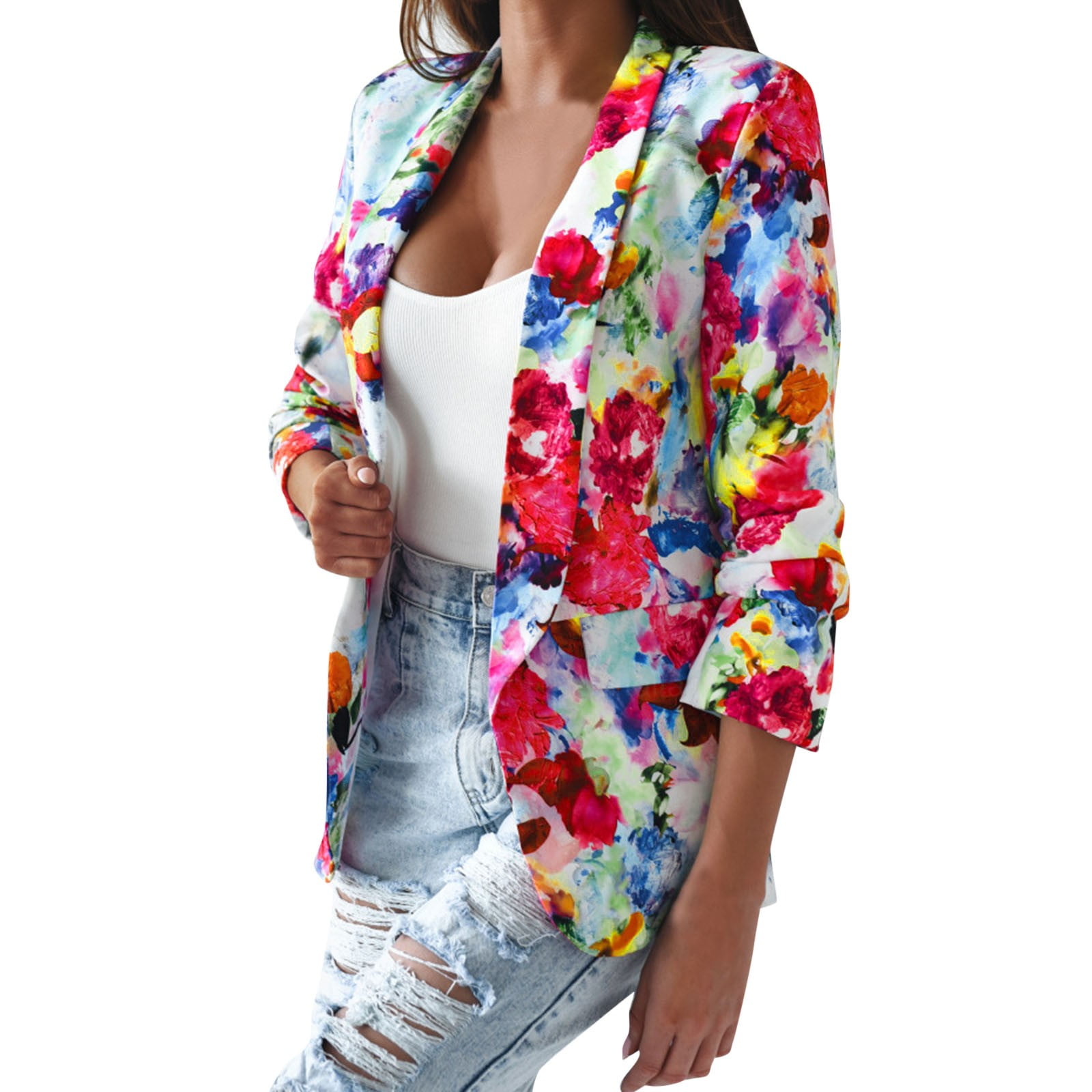 Women'S Blazers & Suit Jackets Fashion L Multicolor Printed Suit and ...