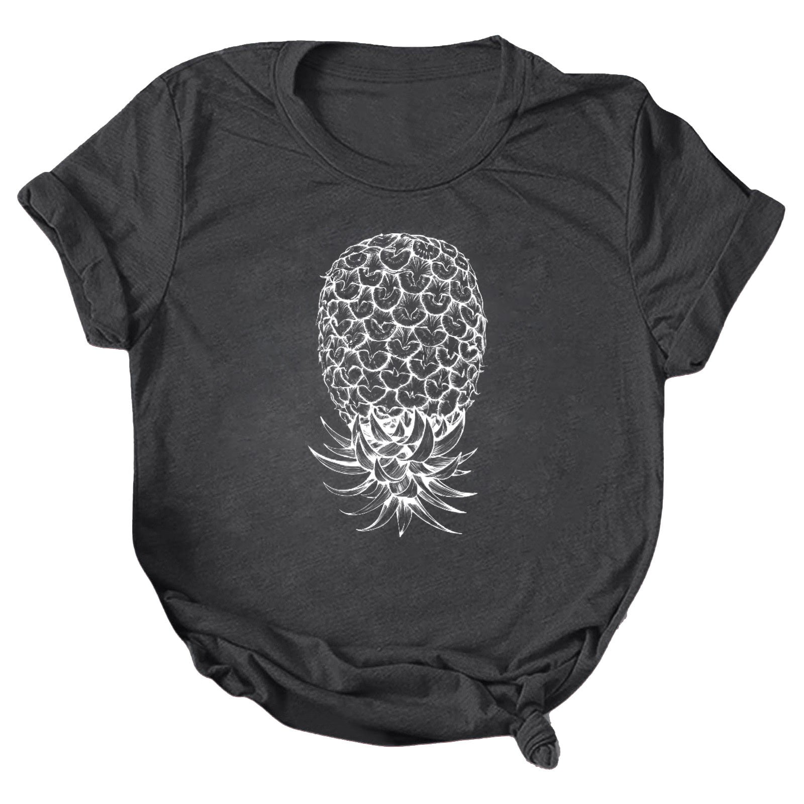Women'S Breathable Elastic Trendy Summer T Shirts Female Casual Pineapple Printing Short Sleeves ...